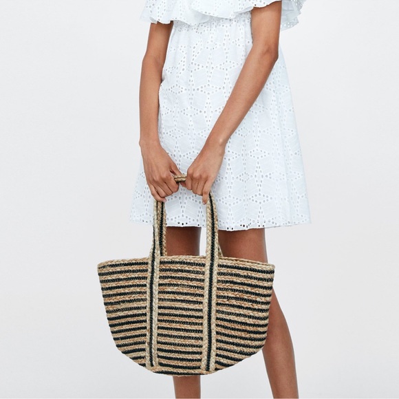Zara | Bags | Zara Handmade Striped Jute Bag | Poshmark